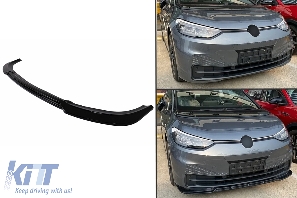 Front Bumper Spoiler Lip suitable for VW ID3 (2019-2022) Piano Black Add-On