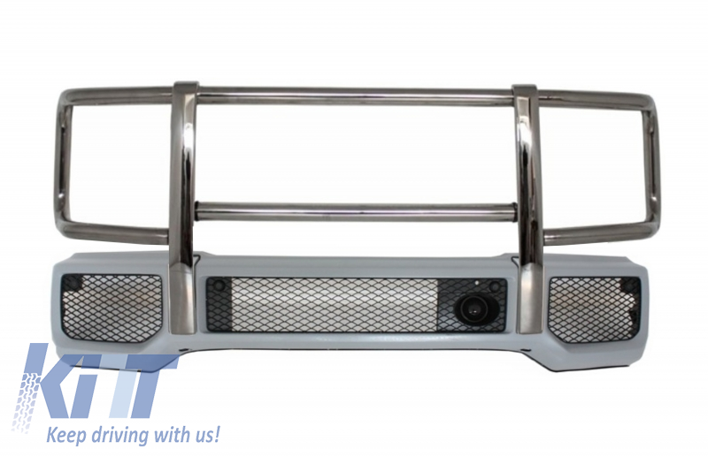 Front Bumper with Black BullBar Chrome suitable for Mercedes G-Class ...