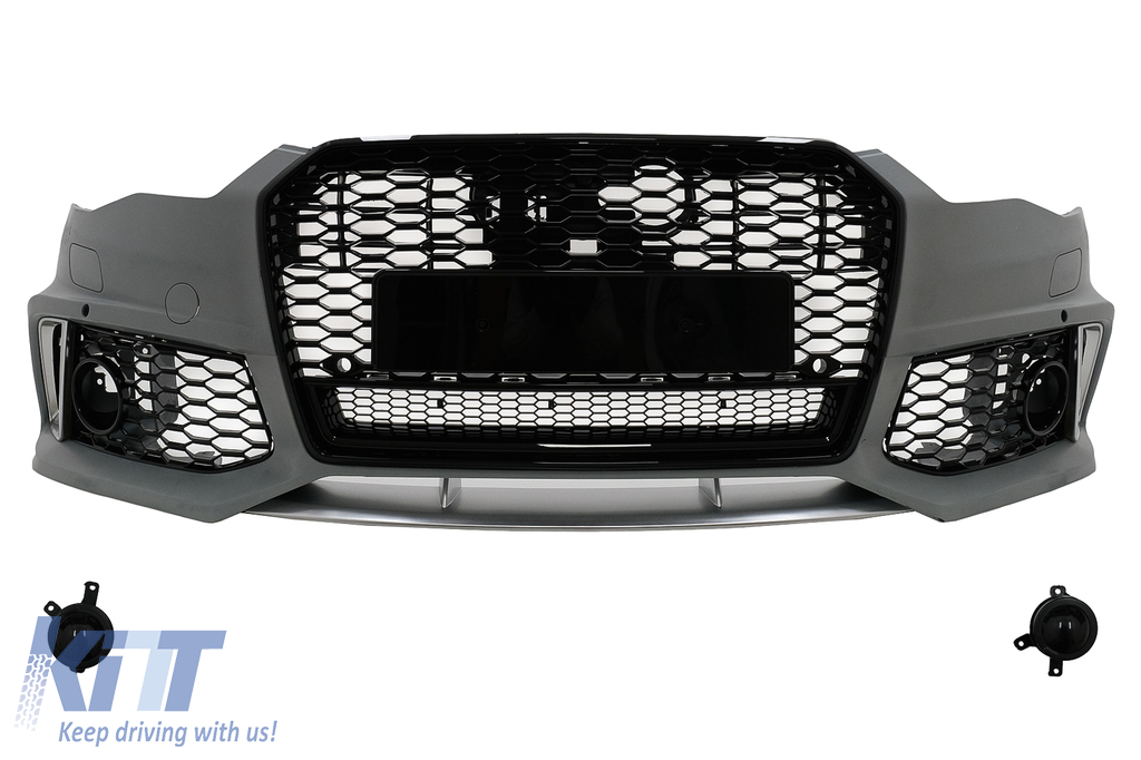 Front Bumper with Central Grille suitable for Audi A6 C7 4G Facelift ...