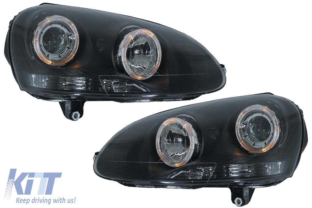 Headlights Angel Eyes Dual Halo Rims suitable for VW Golf 5 V (2003 ...
