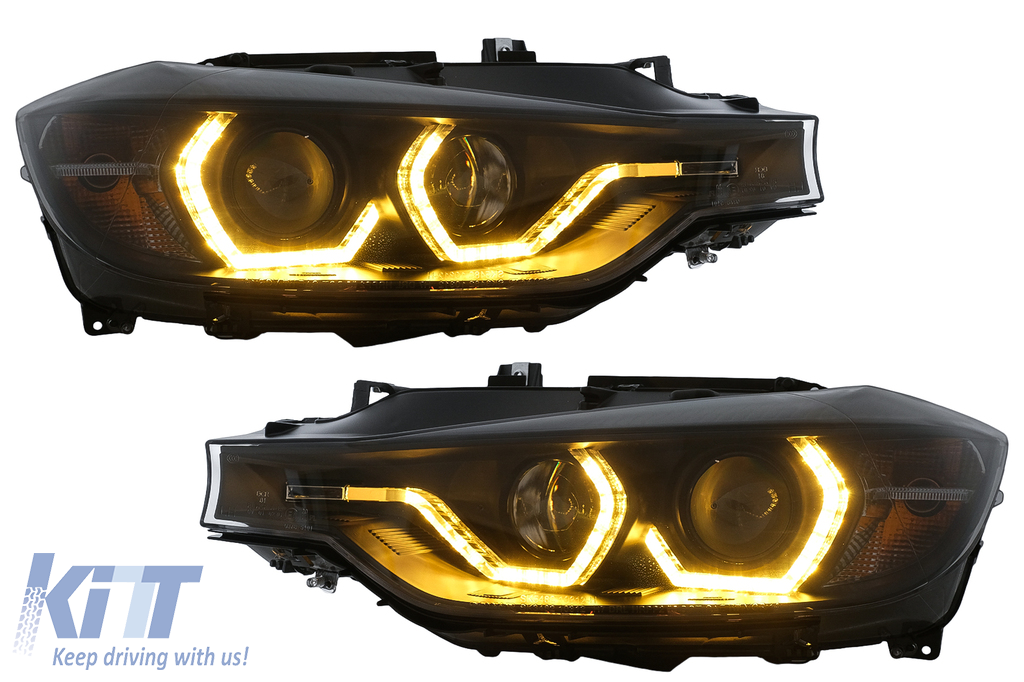 Headlights Angel Eyes Yellow LED DRL suitable for BMW 3 Series F30 F31 ...