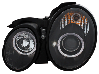 Headlights suitable for CLK W208 (03.1997-04.2002) Angel Eyes 2 Halo ...