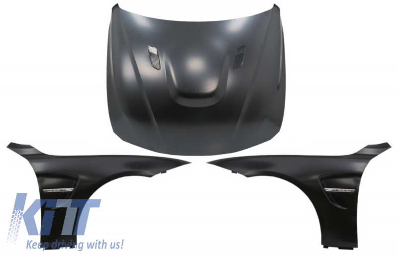 Hood Bonnet with Front Fenders Black and Chrome suitable for BMW 4 ...