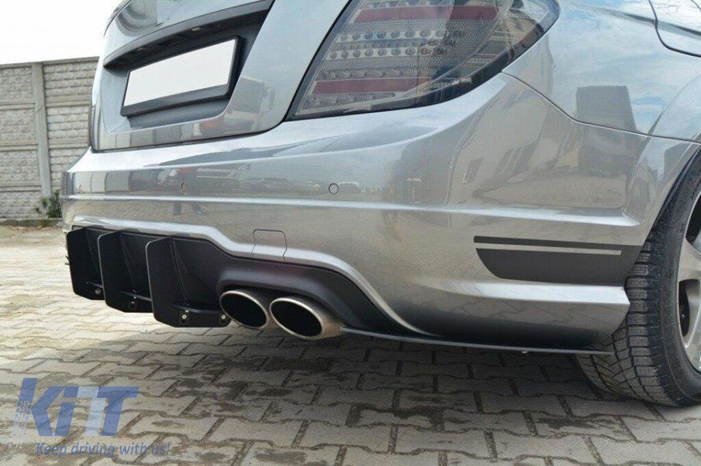 Rear Bumper Extension Diffuser suitable for Mercedes C-Class W204 C204 ...