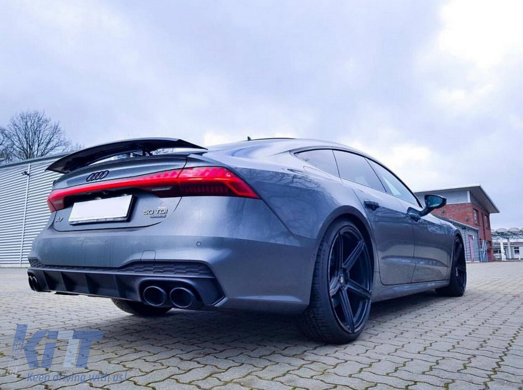 Rear Bumper Valance Diffuser & Exhaust Tips suitable for AUDI A7 4K8 S ...