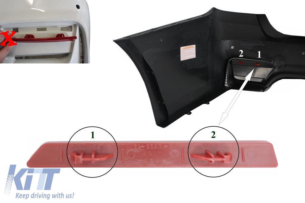 Red Reflector suitable for BMW 3 Series F30 (2011-2019) Only EVO Design ...