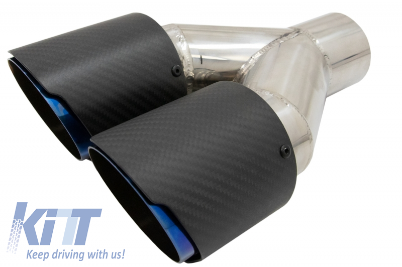 Universal Exhaust Muffler Tip Matte Carbon Fiber Blue Finish Limited ...